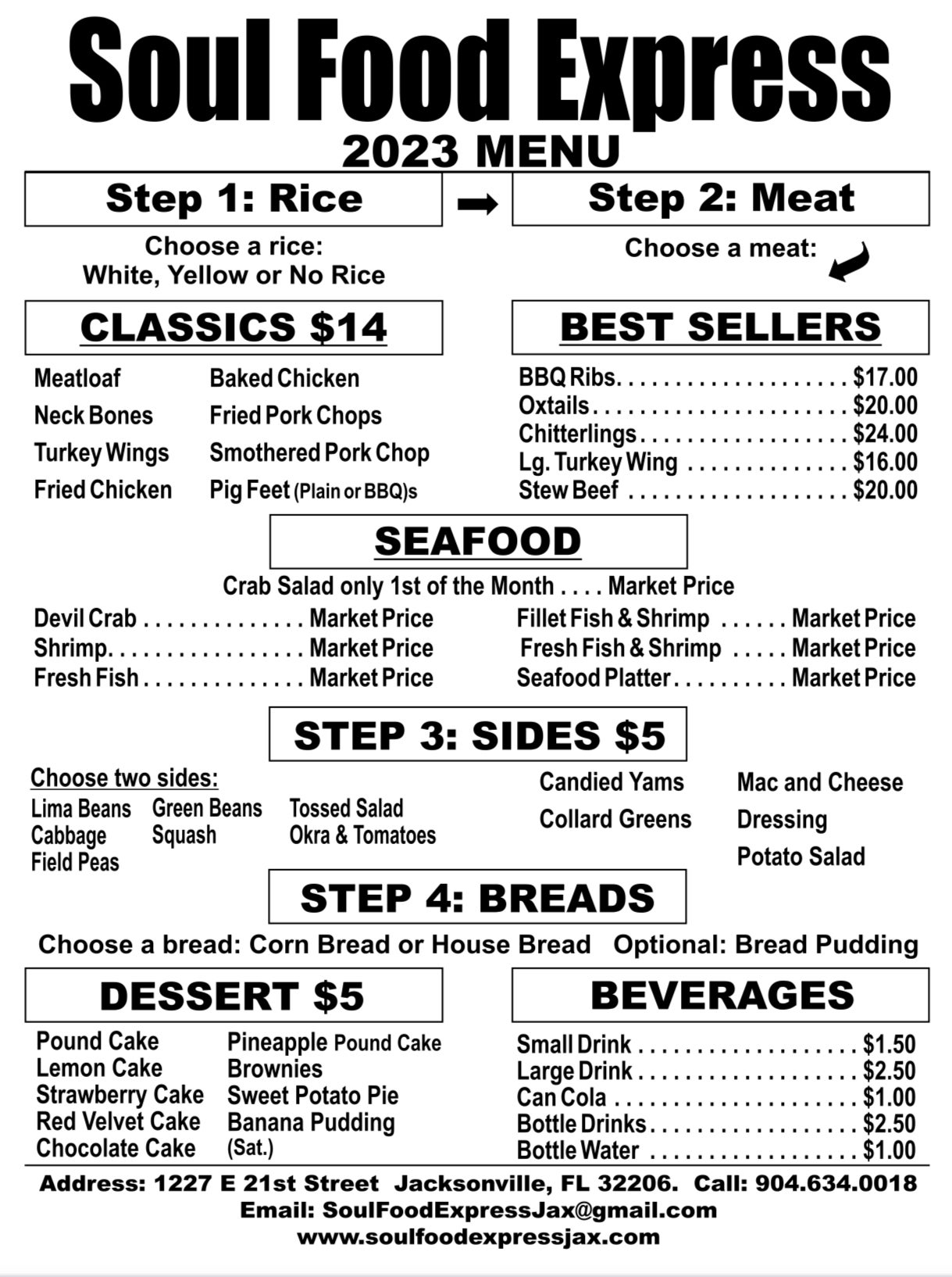 Southern Food Menu